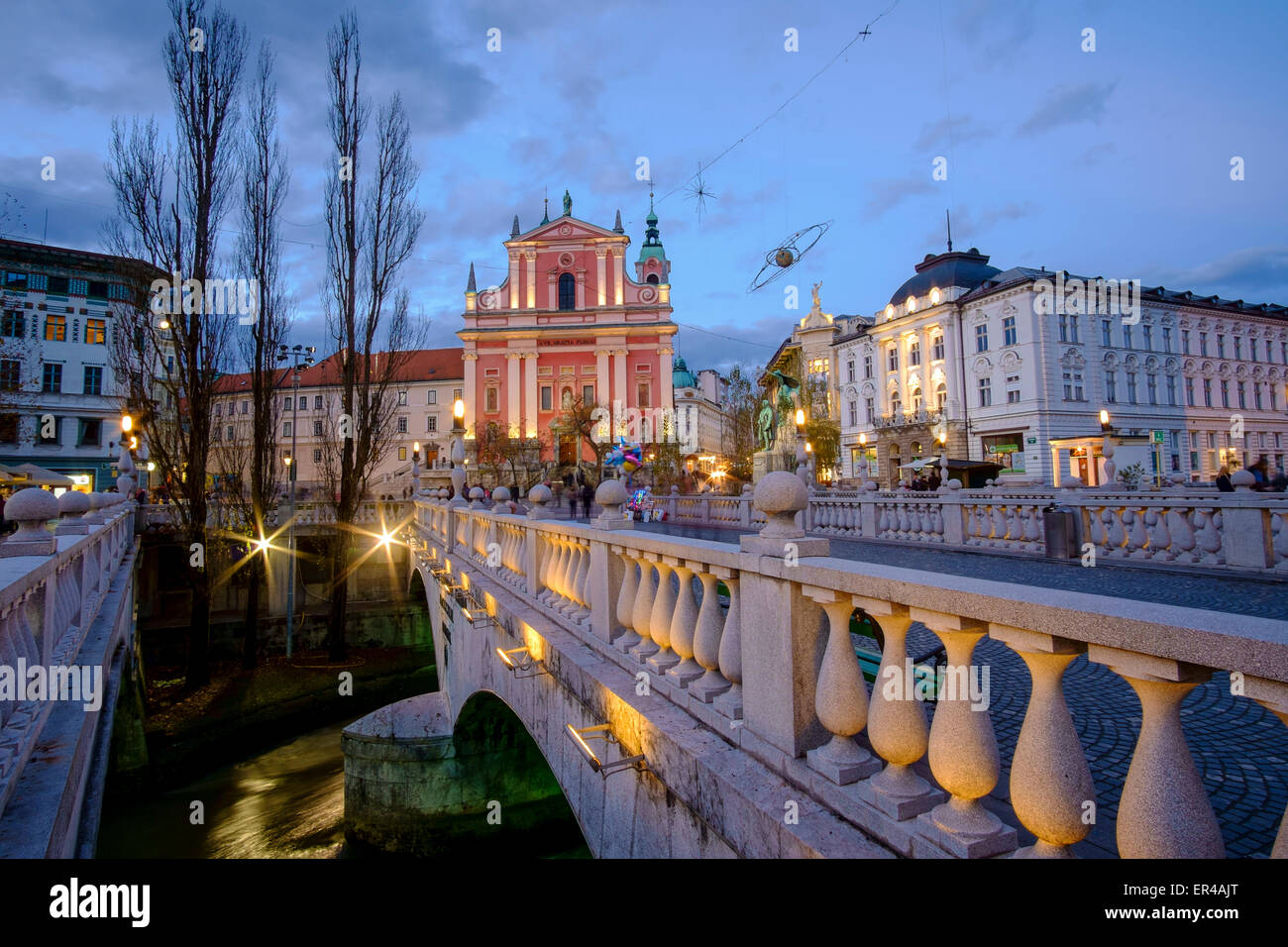 Triple bridge in Ljubljana centre Stock Photo - Alamy