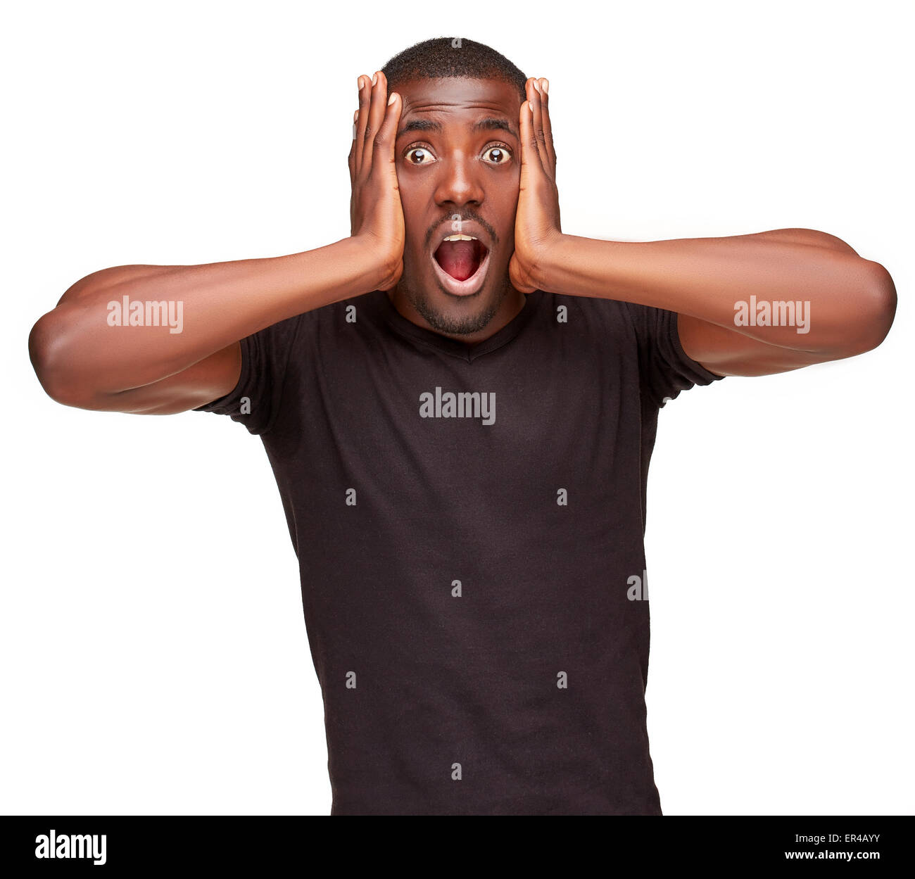 portrait of handsome young black african surprised man Stock Photo - Alamy