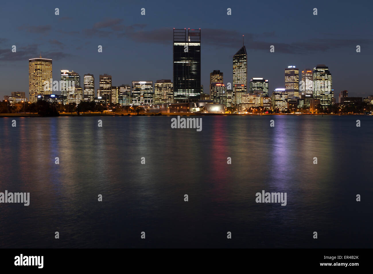 2012 Perth skyline seen accross from Swan River including the new BHP ...