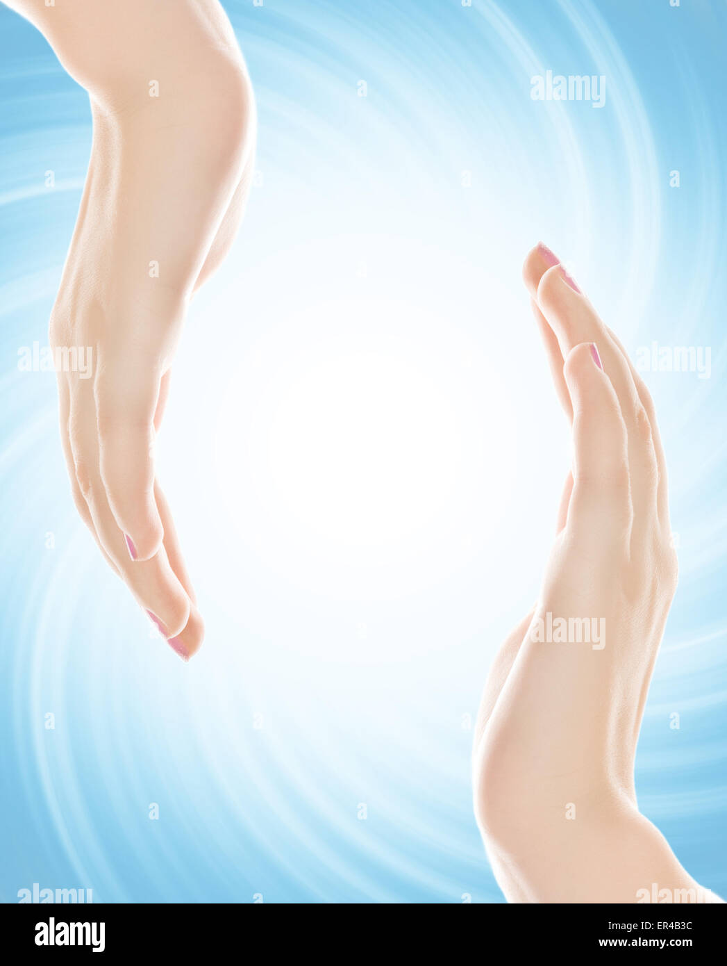 Two hands isolated over abstract background Stock Photo - Alamy