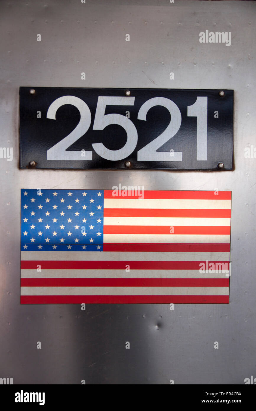 US flag on the side of a sub way train carriage Stock Photo - Alamy