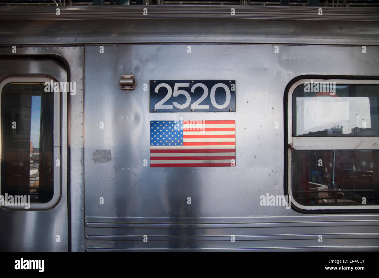 US flag on the side of a sub way train carriage Stock Photo - Alamy