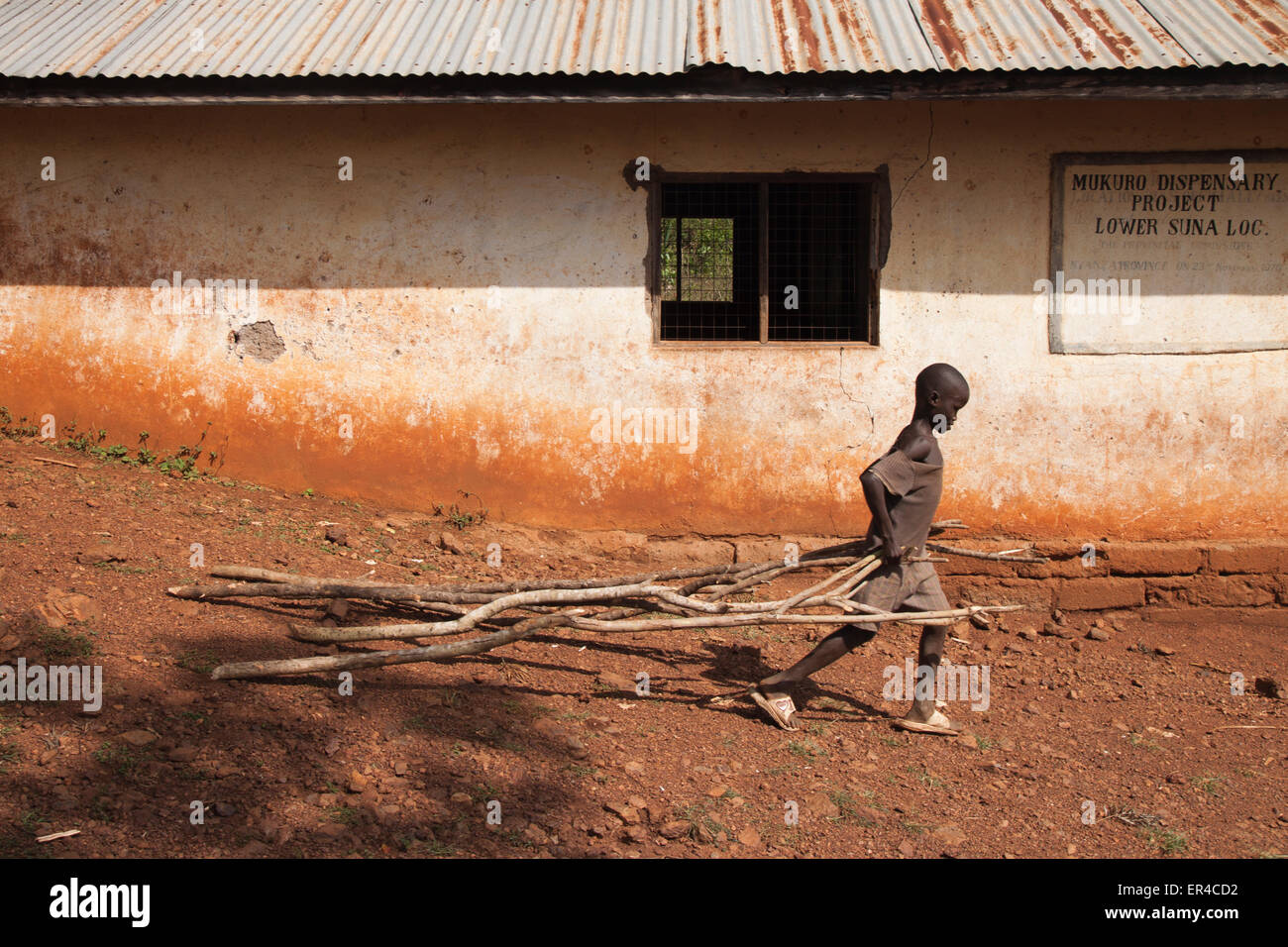 A young boy collecting sticks in Western Kenya Stock Photo - Alamy
