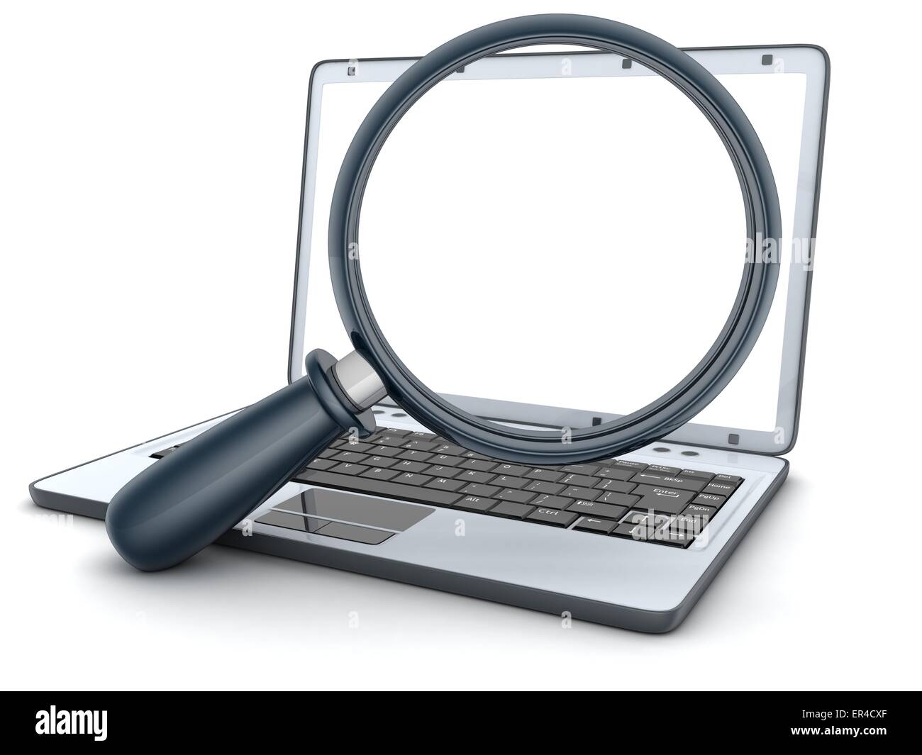 Laptop and lens (icon search,isolated Stock Photo - Alamy