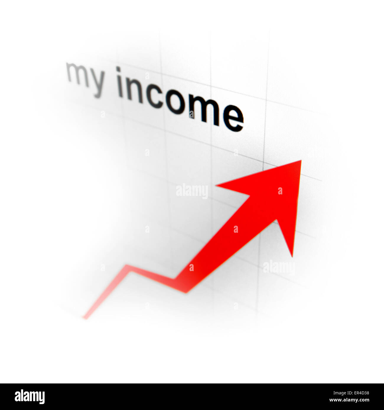 Arrow graph of my income on white background Stock Photo - Alamy