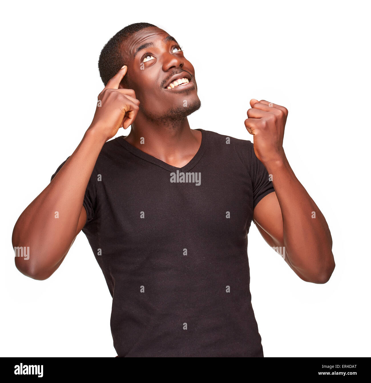 Young black african man thinking and reminiscing about something Stock ...