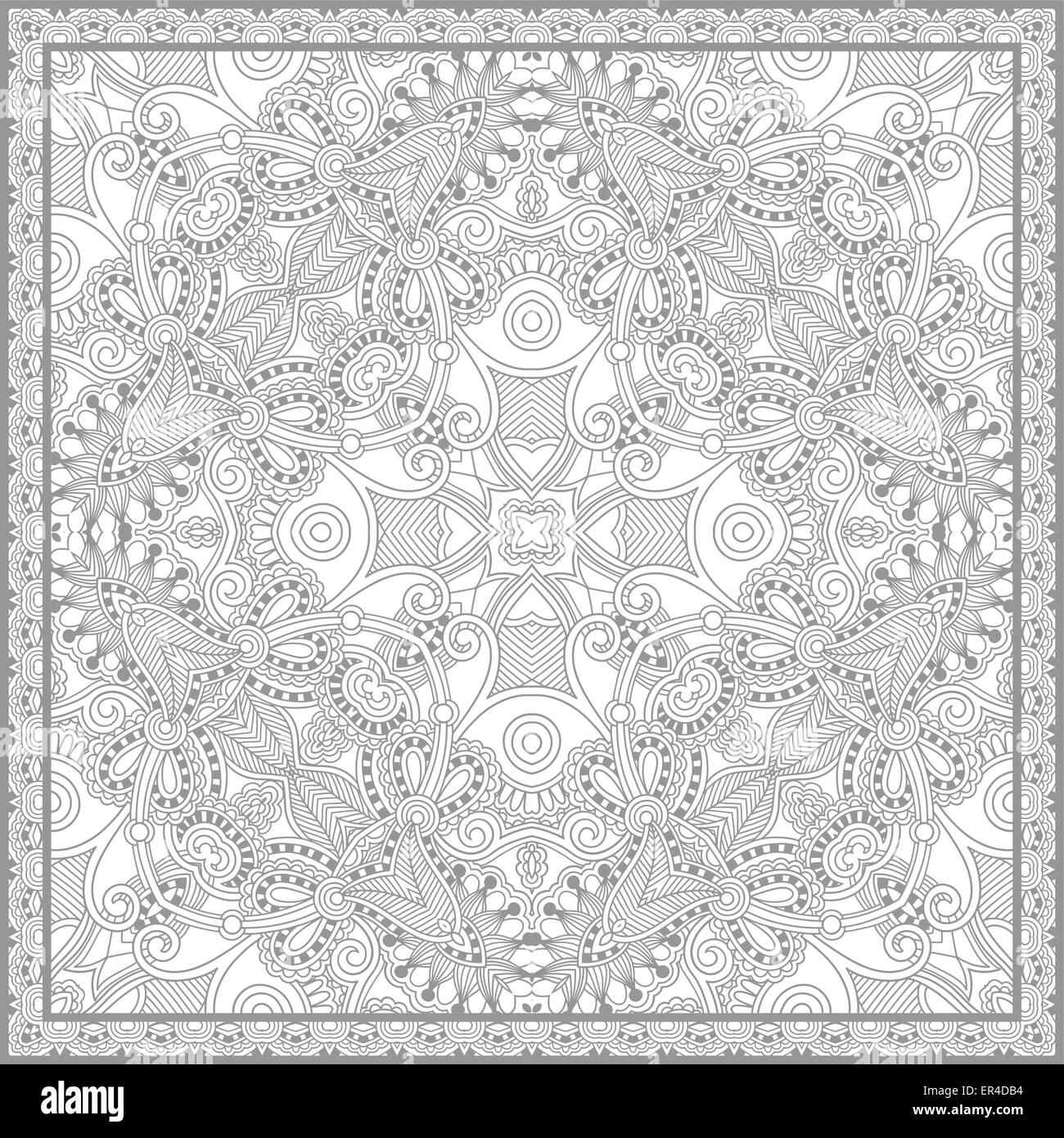 unique coloring book square page for adults - floral authentic c Stock ...
