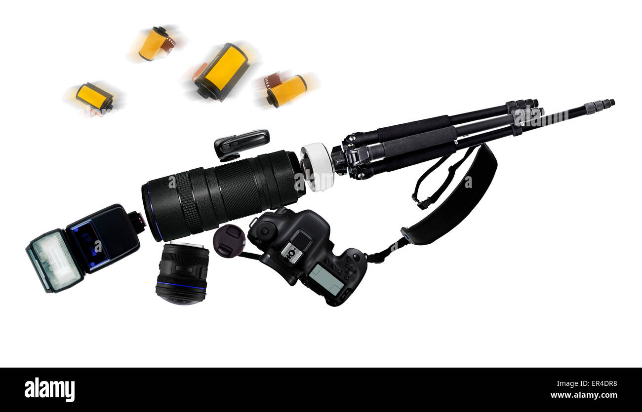 Photographic lenses making the shape of a rifle Stock Photo - Alamy