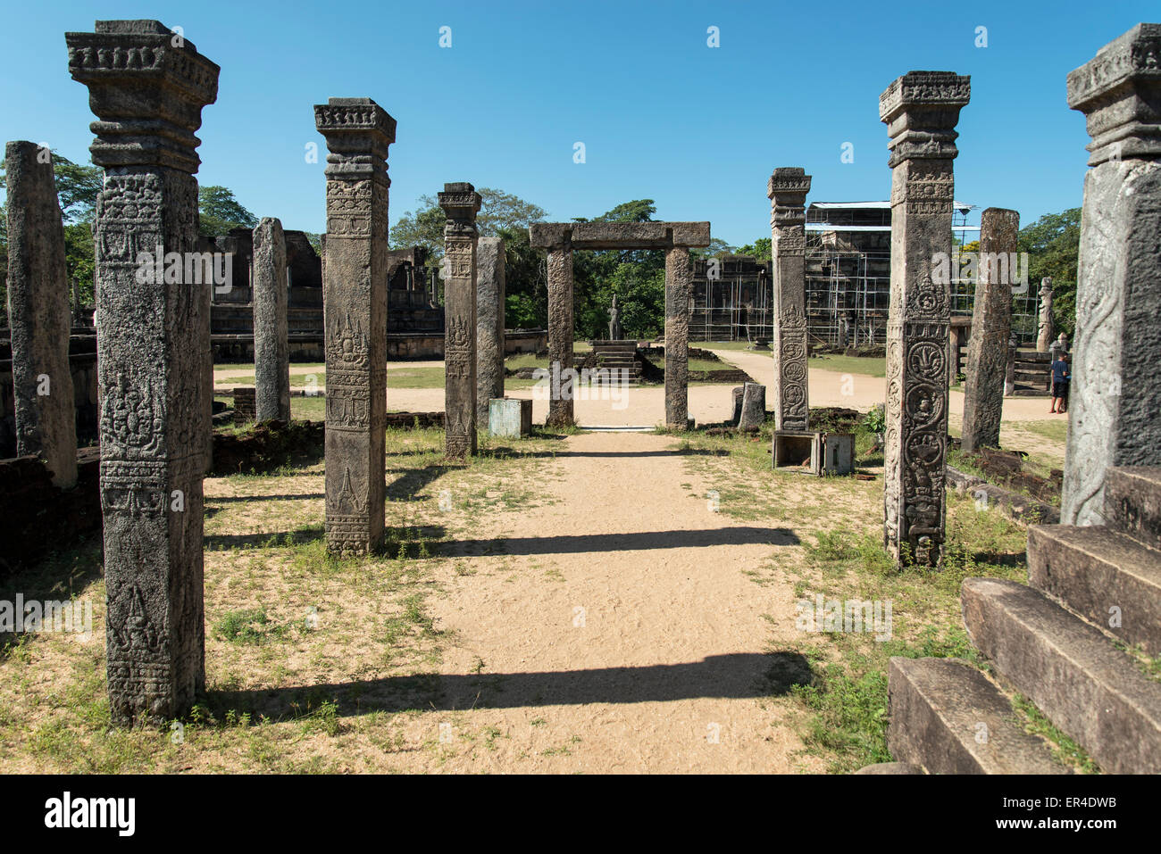 Bodhisattva Shrine Statue seen through Columns of Atadage, Sacred ...