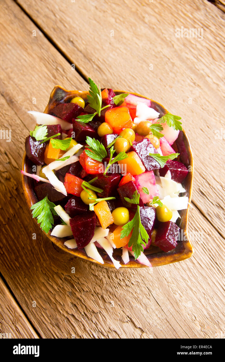 Beet salad. Russian beetroot salad (vinegrette) with beetroot, potato ...