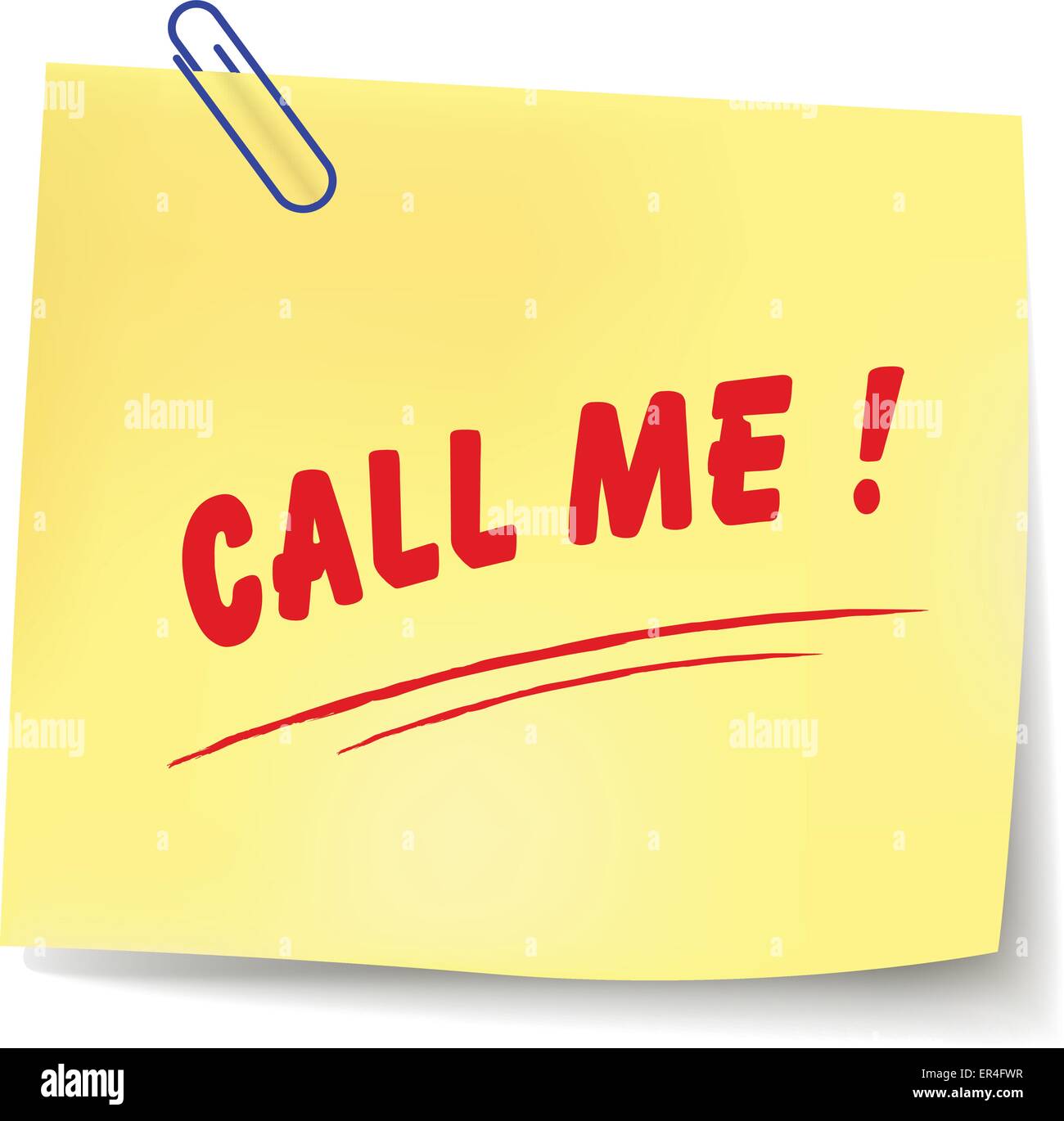 Vector illustration of call me paper message on white background Stock ...