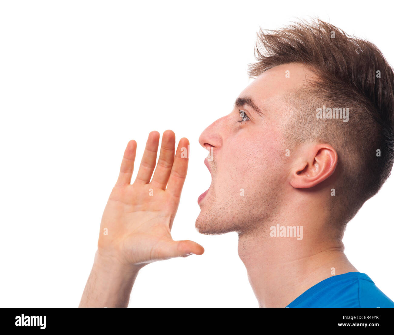 Side profile young man screaming hi-res stock photography and images ...