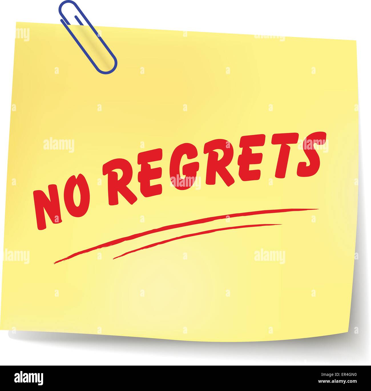 Vector illustration of no regrets paper message on white background ...