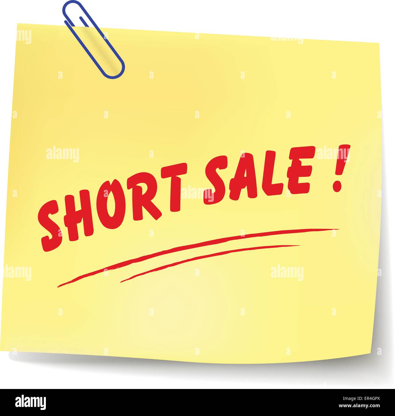 Vector illustration of short sale paper message on white background ...