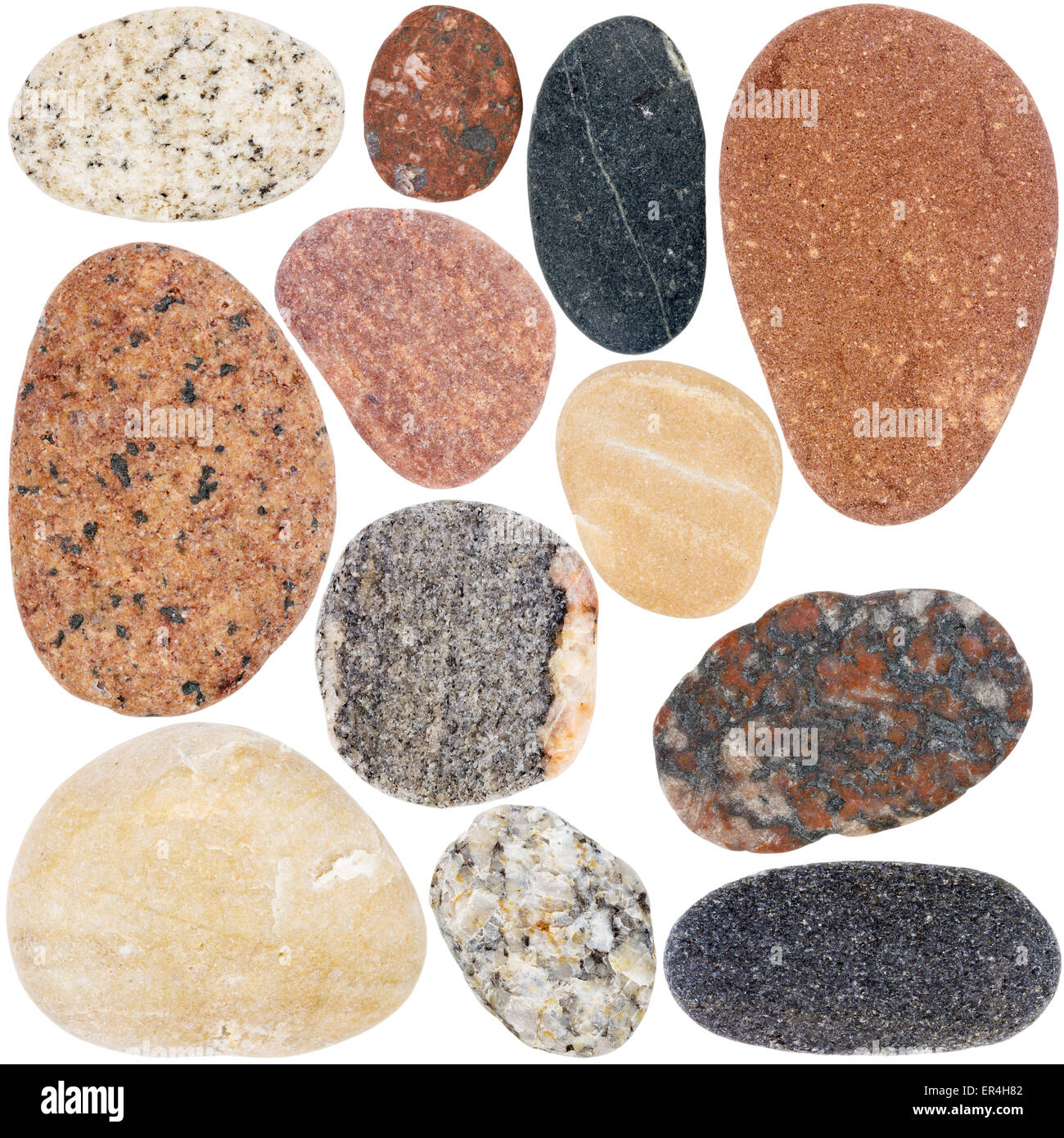 Big size set of smooth sea rocks isolated on white Stock Photo - Alamy