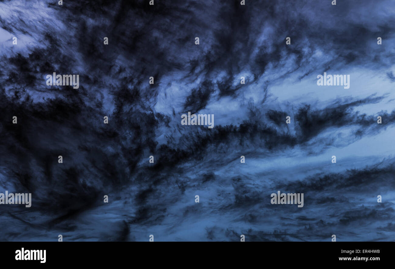 Dark blue stormy cloudy sky background photo texture Stock Photo - Alamy
