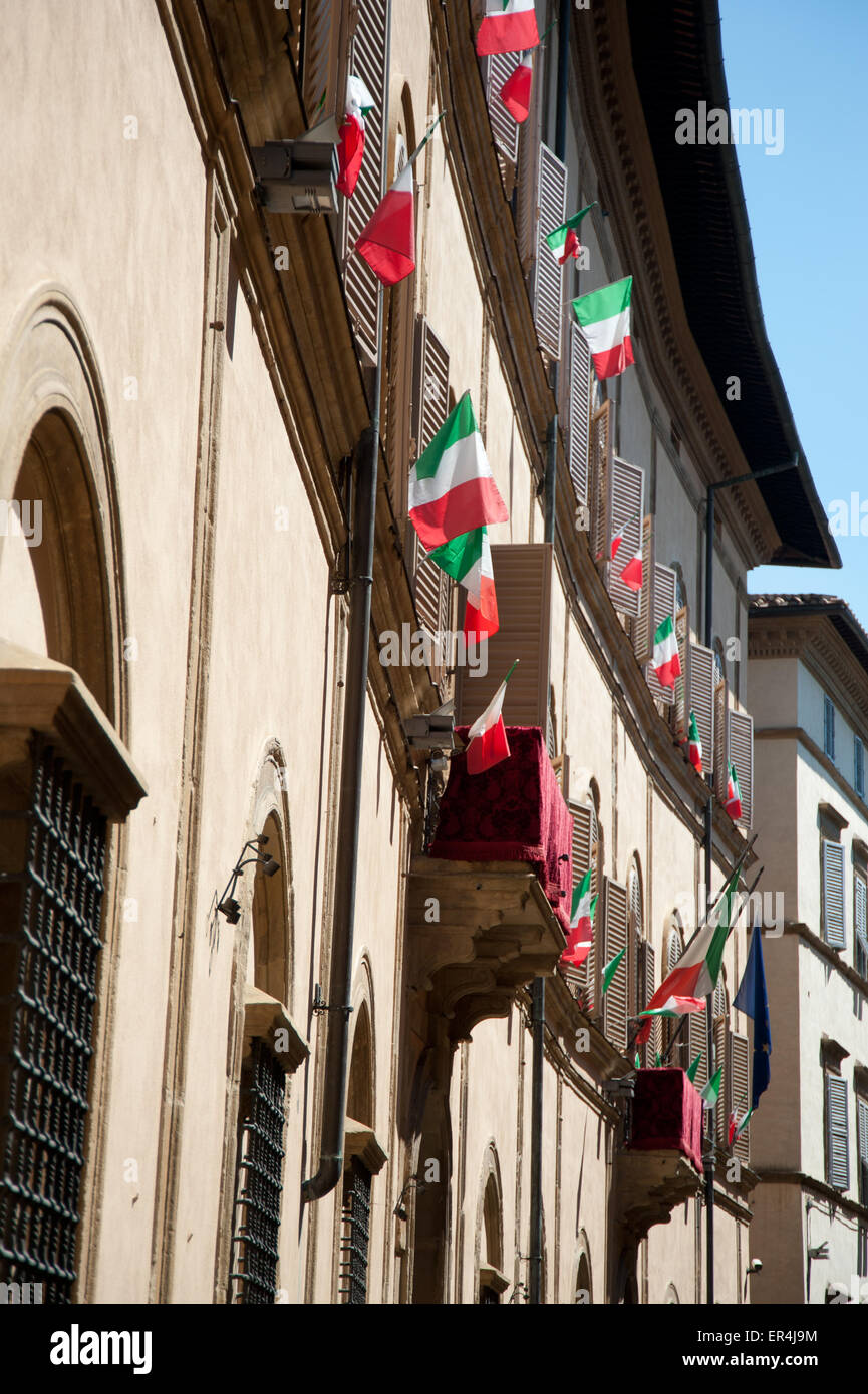 Flags of the contrade of the palio of siena hi-res stock photography ...