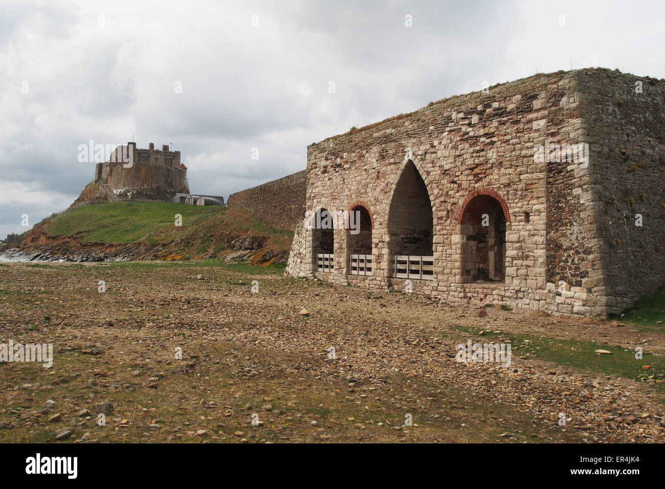 The lime kilns at Castle Point on Holy Island in Northumberland ...