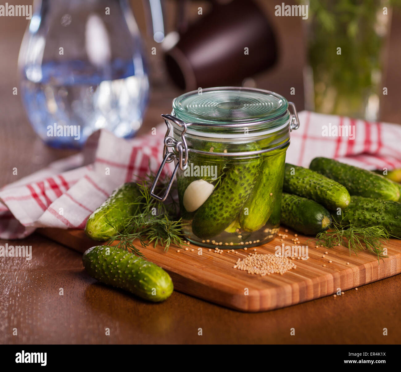 Pickled cucumbers in glass jar. Debica, Poland Stock Photo - Alamy
