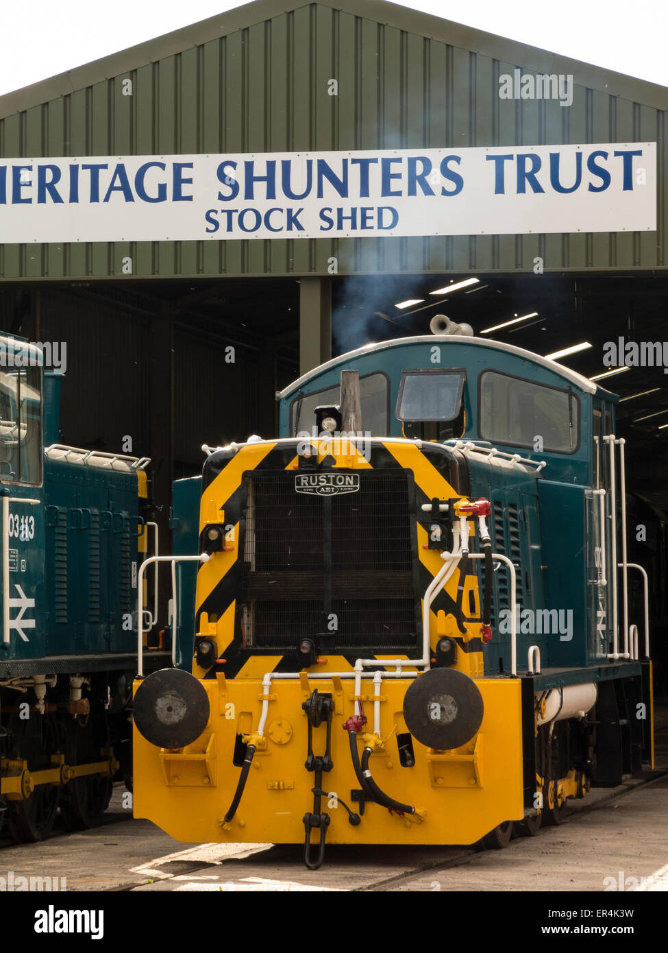 A vintage diesel shunter train at The Heritage Shunters Trust, Rowsley ...