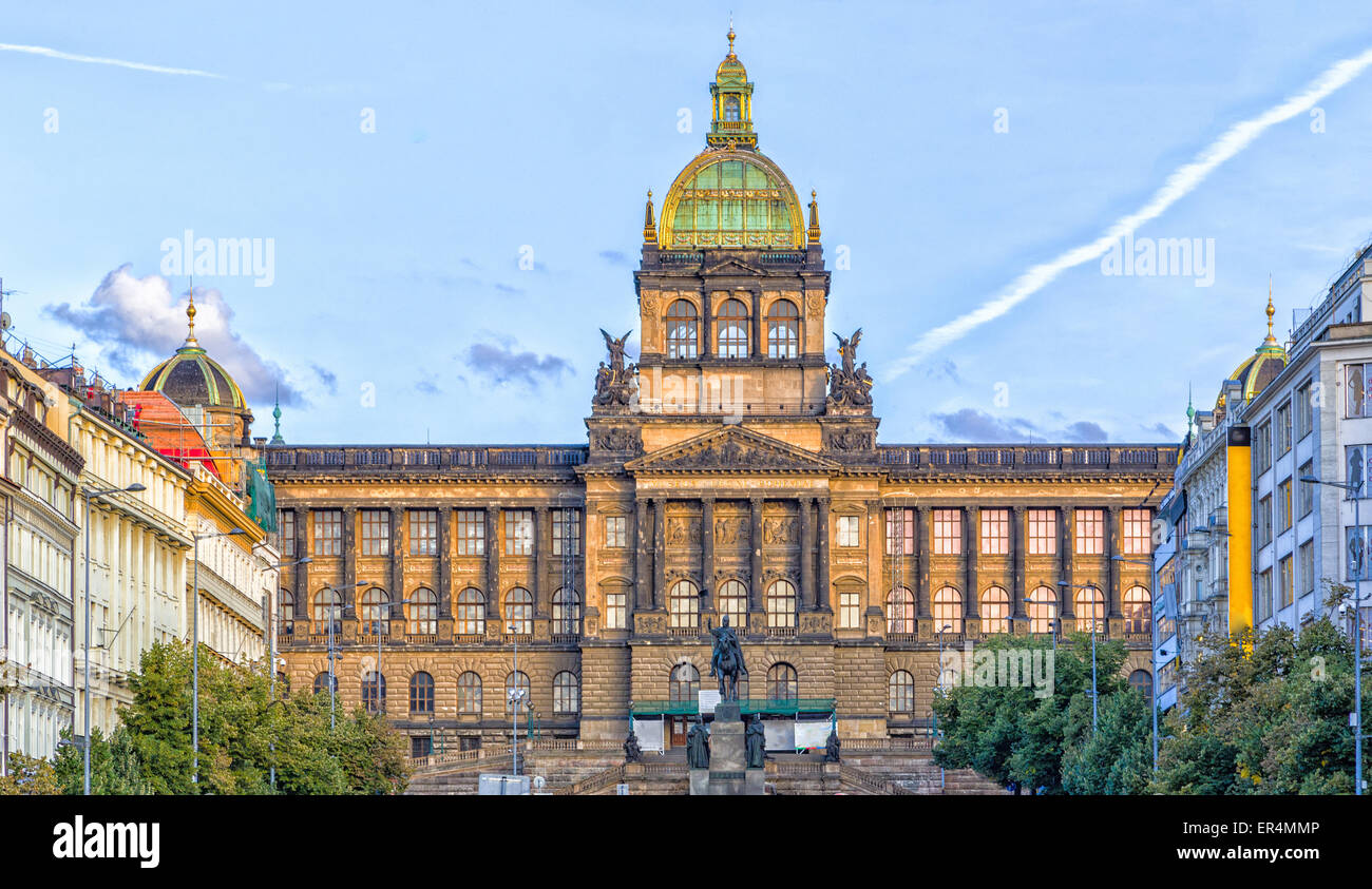 Buildings and houses in the historical center of Prague. Wenceslas ...