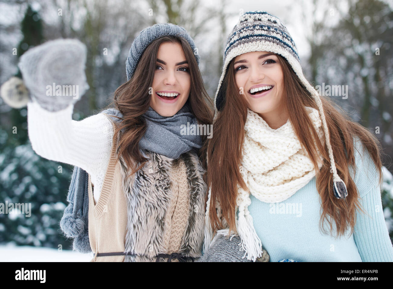 Happy time for the best friends in winter. Debica, Poland Stock Photo ...