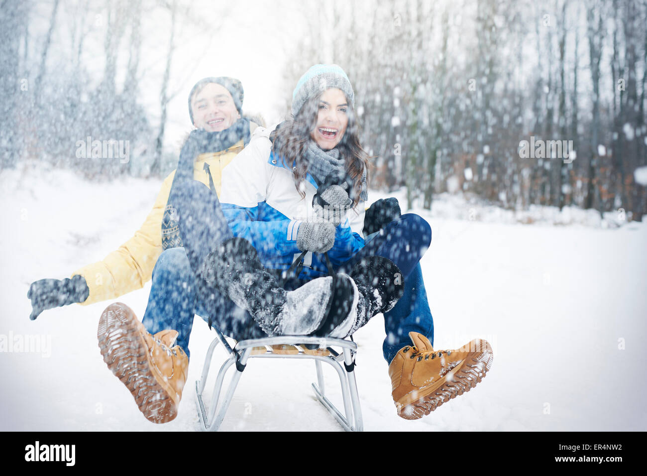 Crazy sledding during the winter. Debica, Poland Stock Photo - Alamy