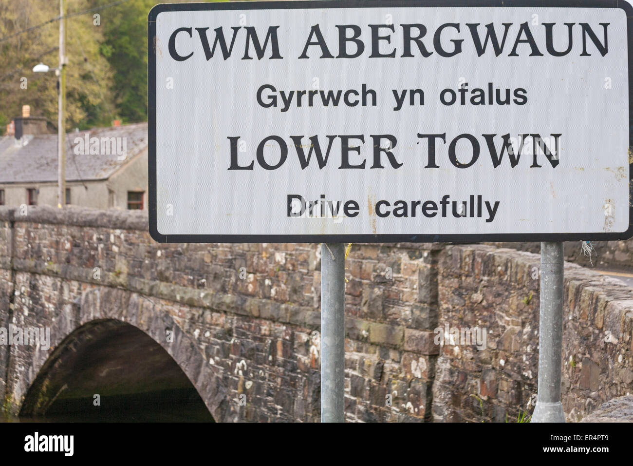 Cym Abergwaun Lower Town drive carefully sign at Lower Fishguard or ...