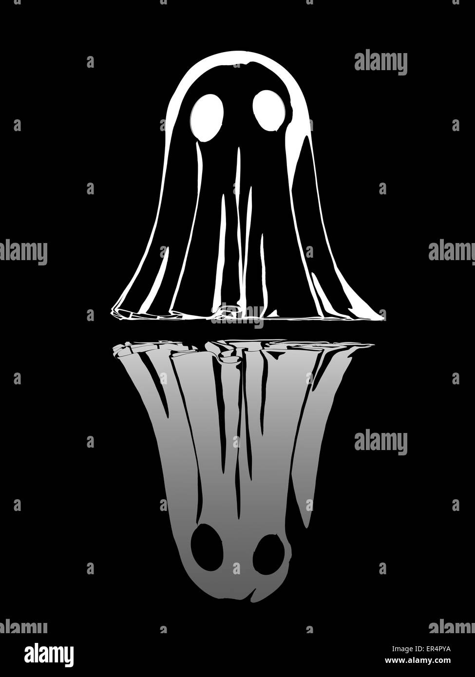 Graphical design of a short ghost isolated on a reflective black ...
