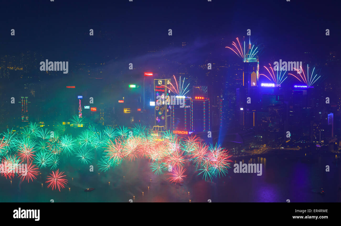 HONG KONG - JANUARY 1: A splendid firework show and countdown ...