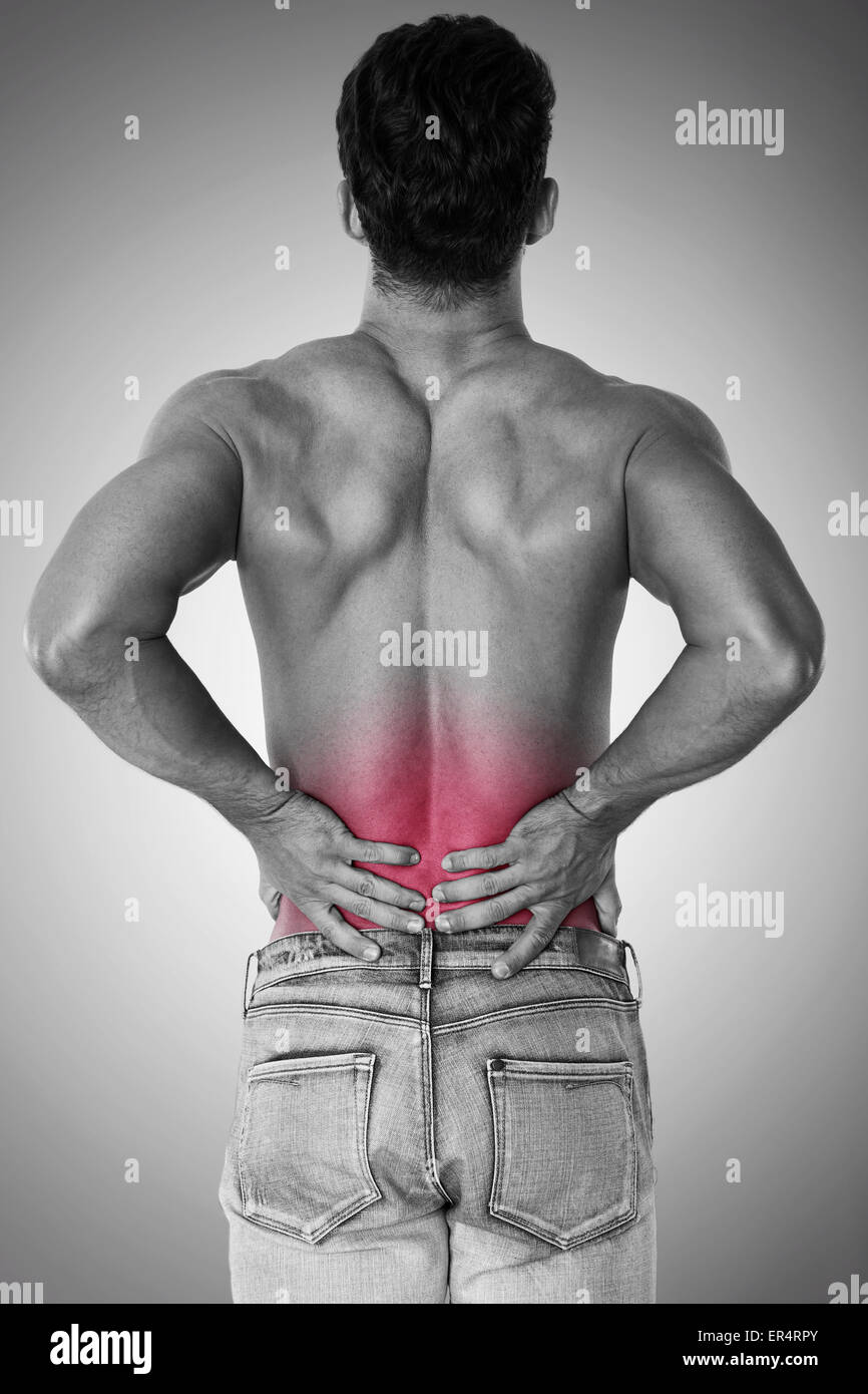 Man suffering from huge back pain. Debica, Poland Stock Photo - Alamy