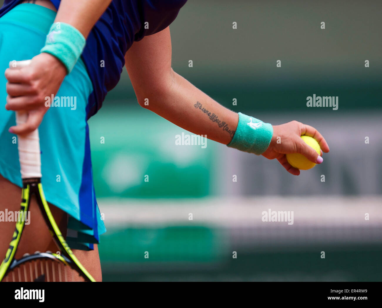 Paris, France. 26th May, 2015. Tennis, Roland Garros, Racket hand and ...