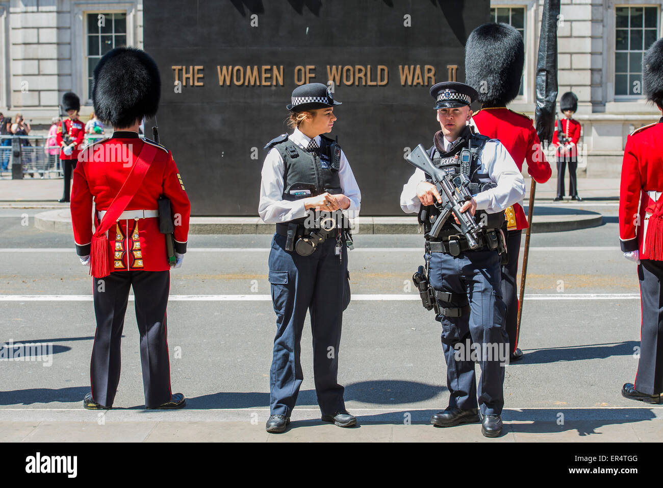 London, UK. 27th May, 2015. Security is tight with armed police ...