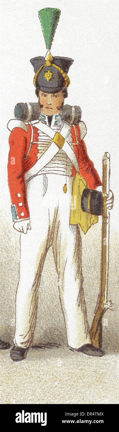 The figure represented here is an English infantry guard from the 1800s ...