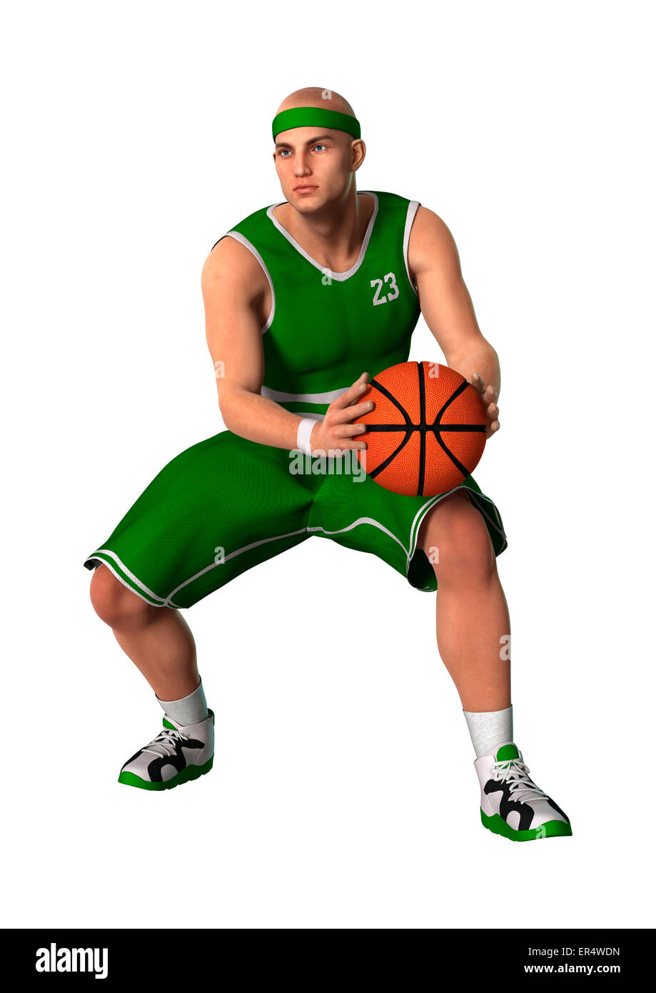 3D digital render of a basketball player with a ball isolated on white ...