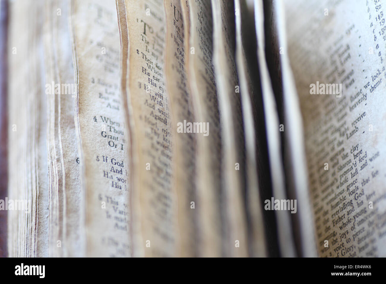 Closeup view of vintage religious book Stock Photo - Alamy