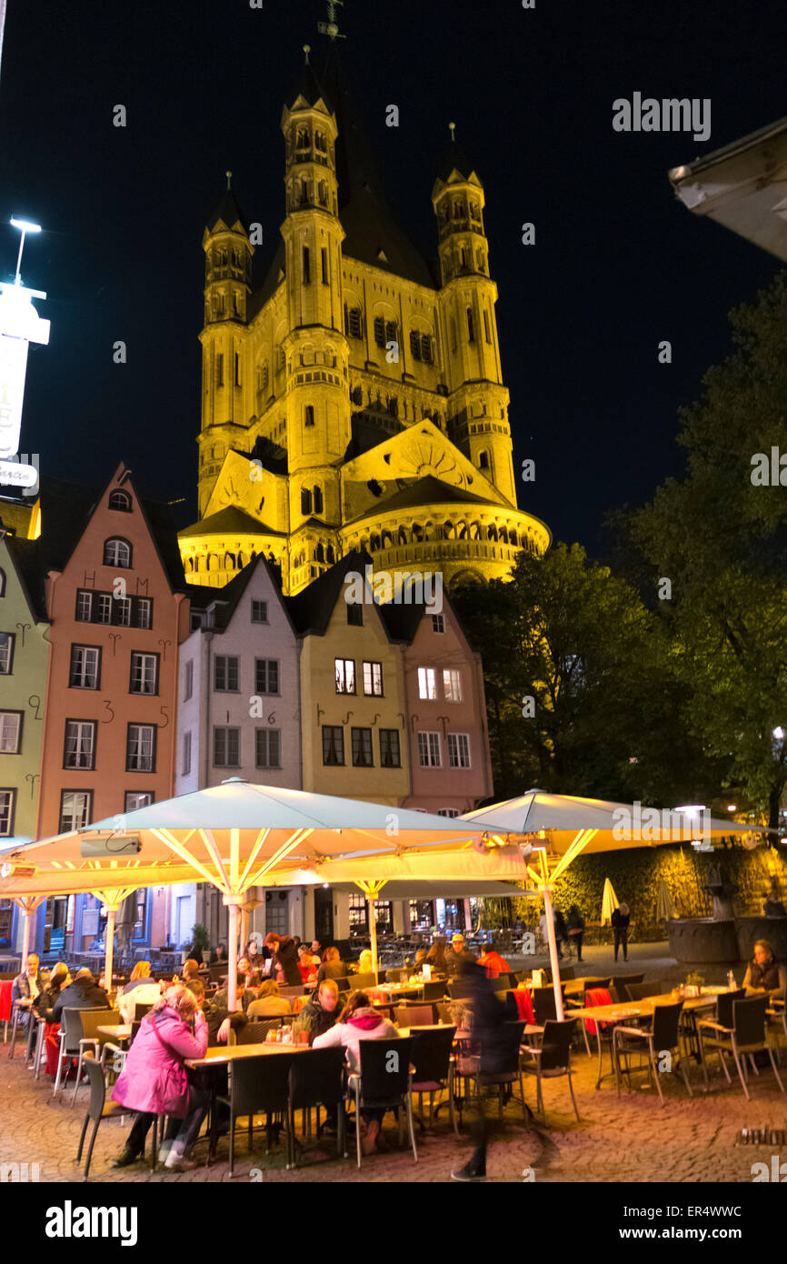 Cologne Rhine night river reflection rail Germany nightscape Stock ...