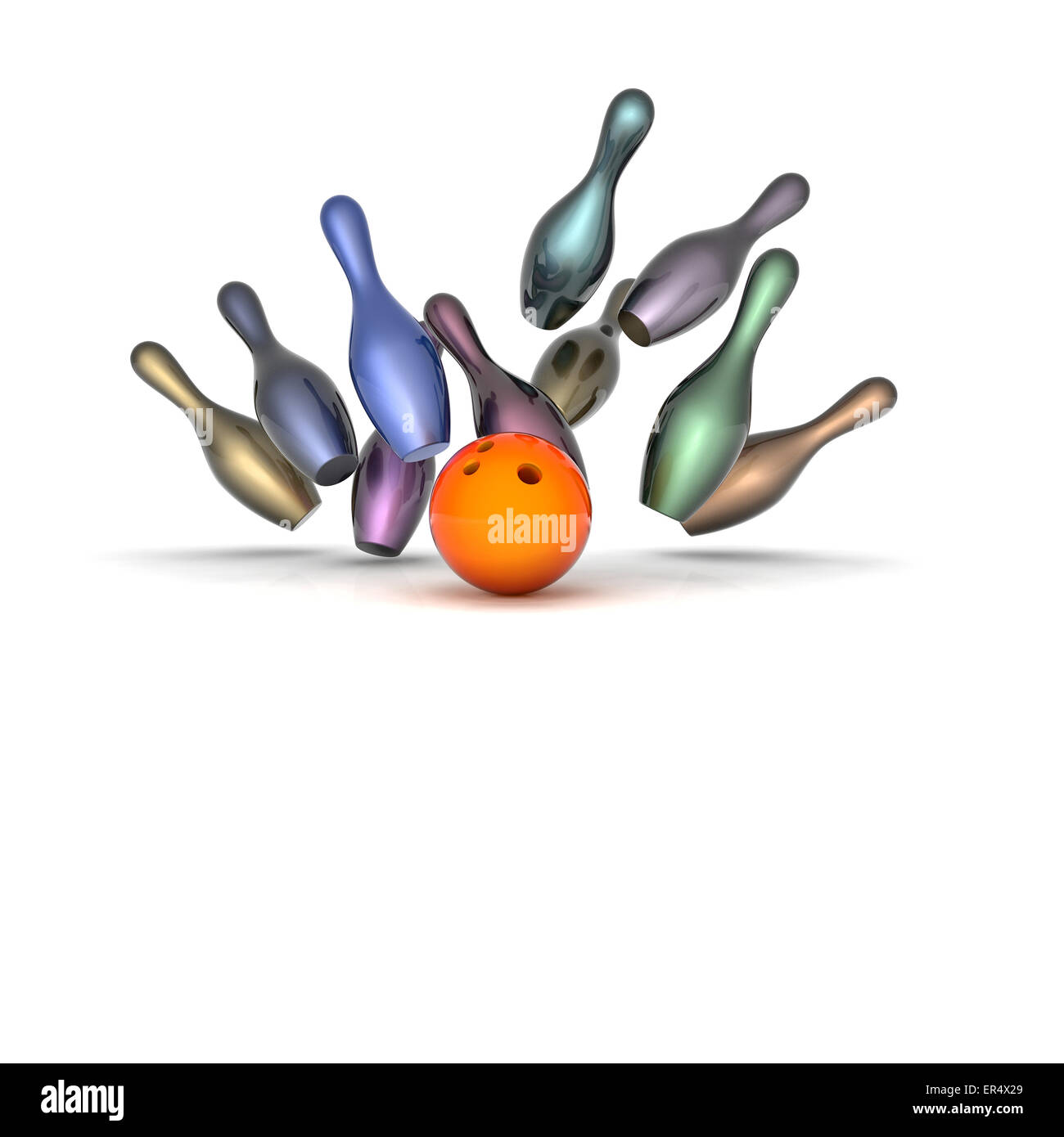 colorful bowling skittle and ball Stock Photo - Alamy