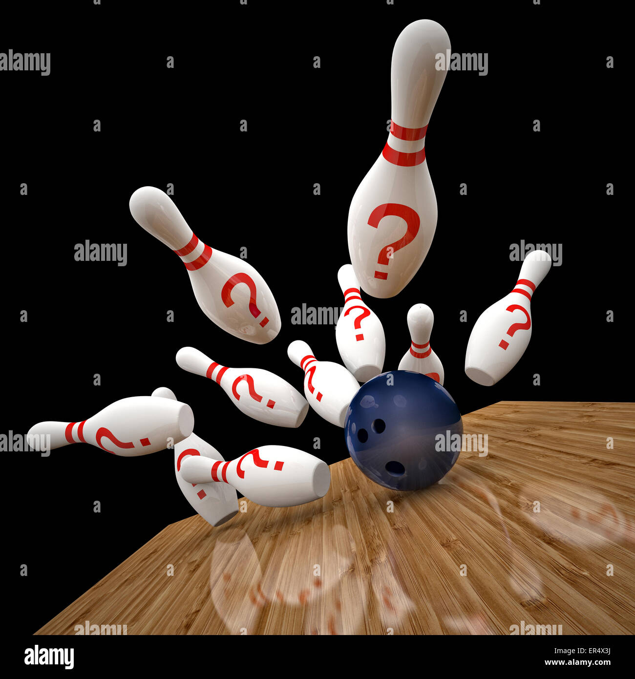bowling skittle and question mark symbol Stock Photo - Alamy