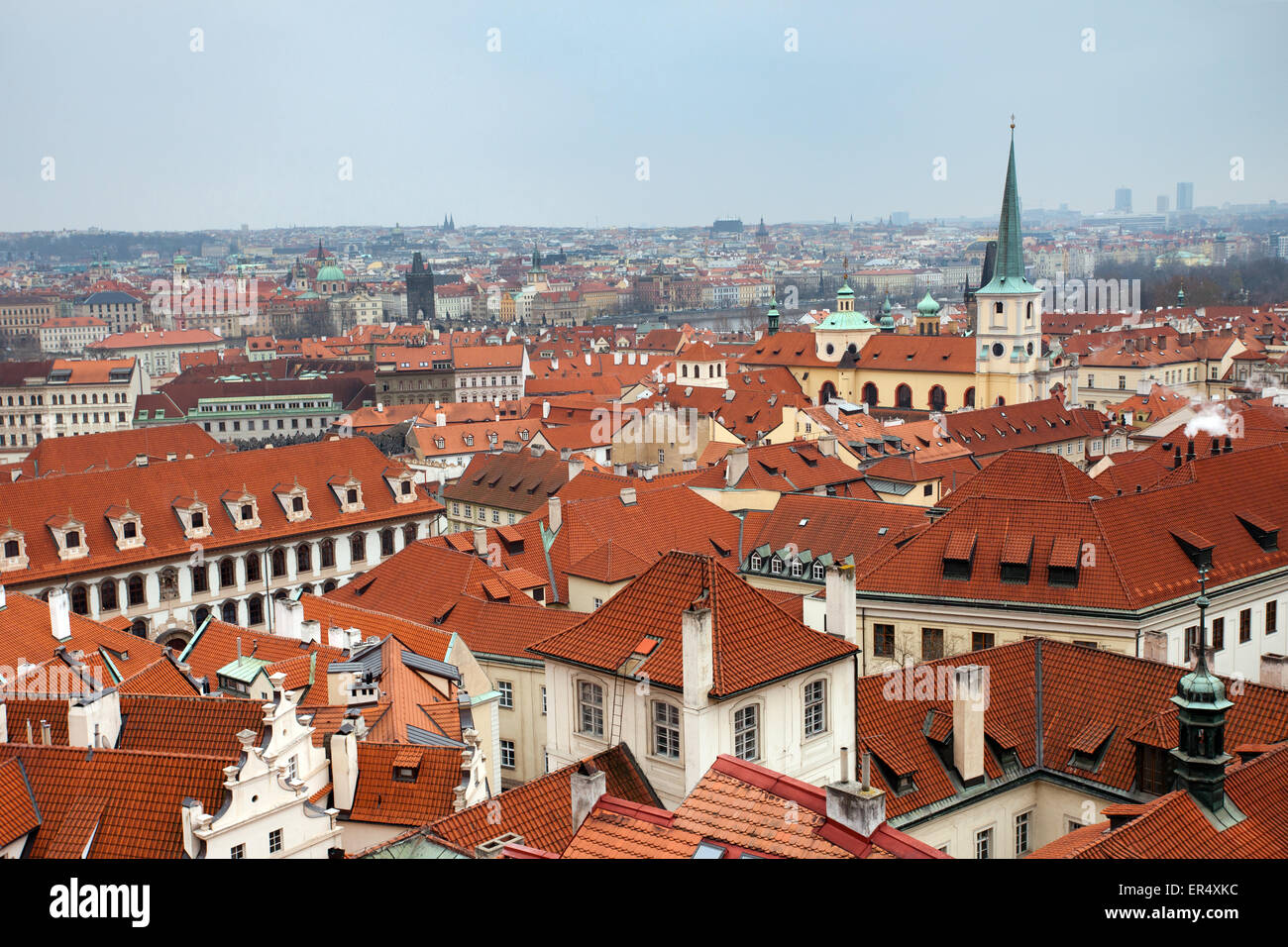 Prague: Red Roofs Stock Photo - Alamy