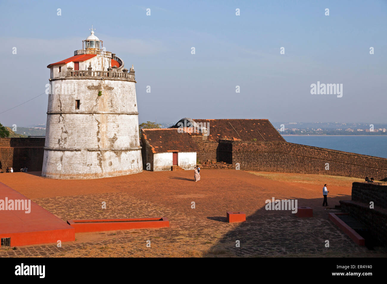 Aguada Fort and lighthouse at he coast in Candolim, Goa, India, Asia ...