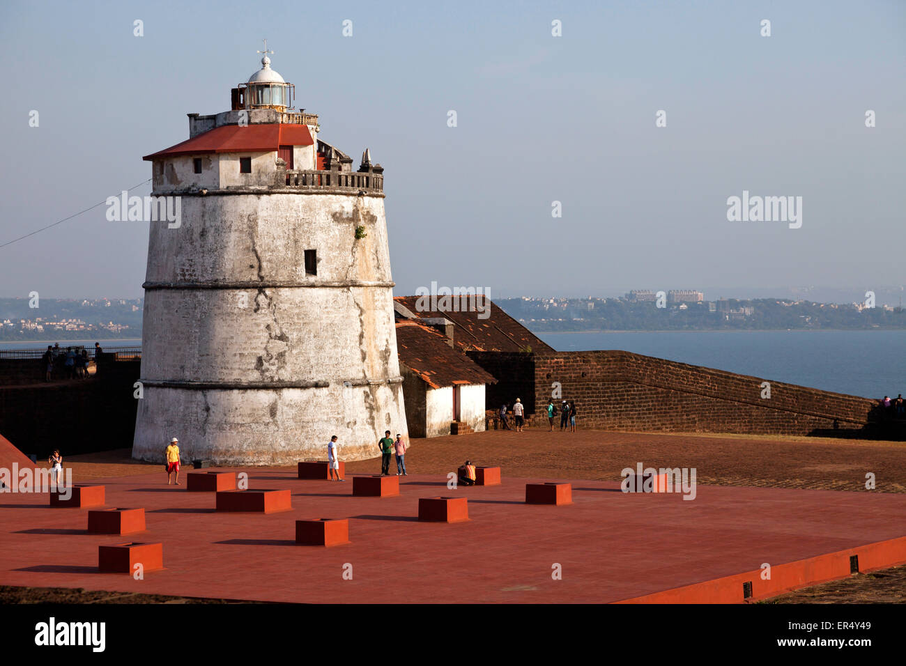 Aguada Fort and lighthouse at he coast in Candolim, Goa, India, Asia ...