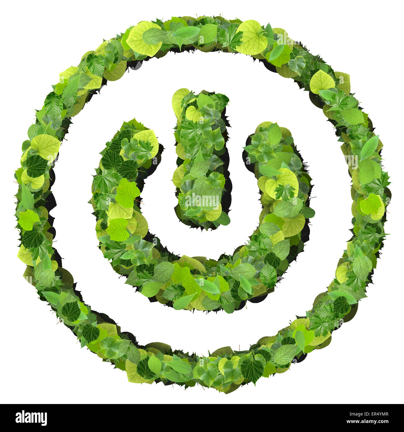 Media control turn off eco icon made from green leaves isolated on ...