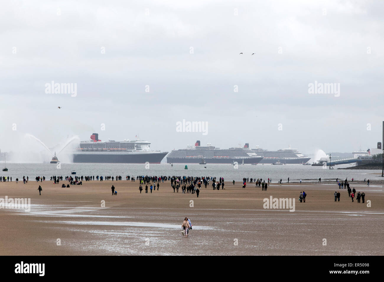 The Three Queens pictured from New Brighton beach looking back along ...