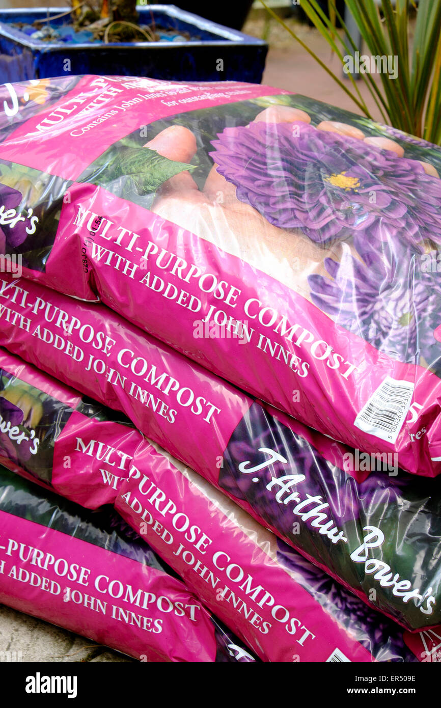 polythene plastic bags of multi purpose potting compost Stock Photo - Alamy