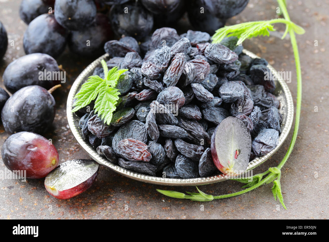 Natural organic dried grapes raisins, rustic still life Stock Photo - Alamy