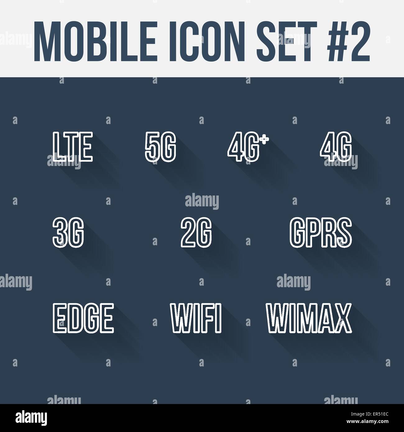 Mobile telecommunications technology symbol. 10 signs Stock Vector ...