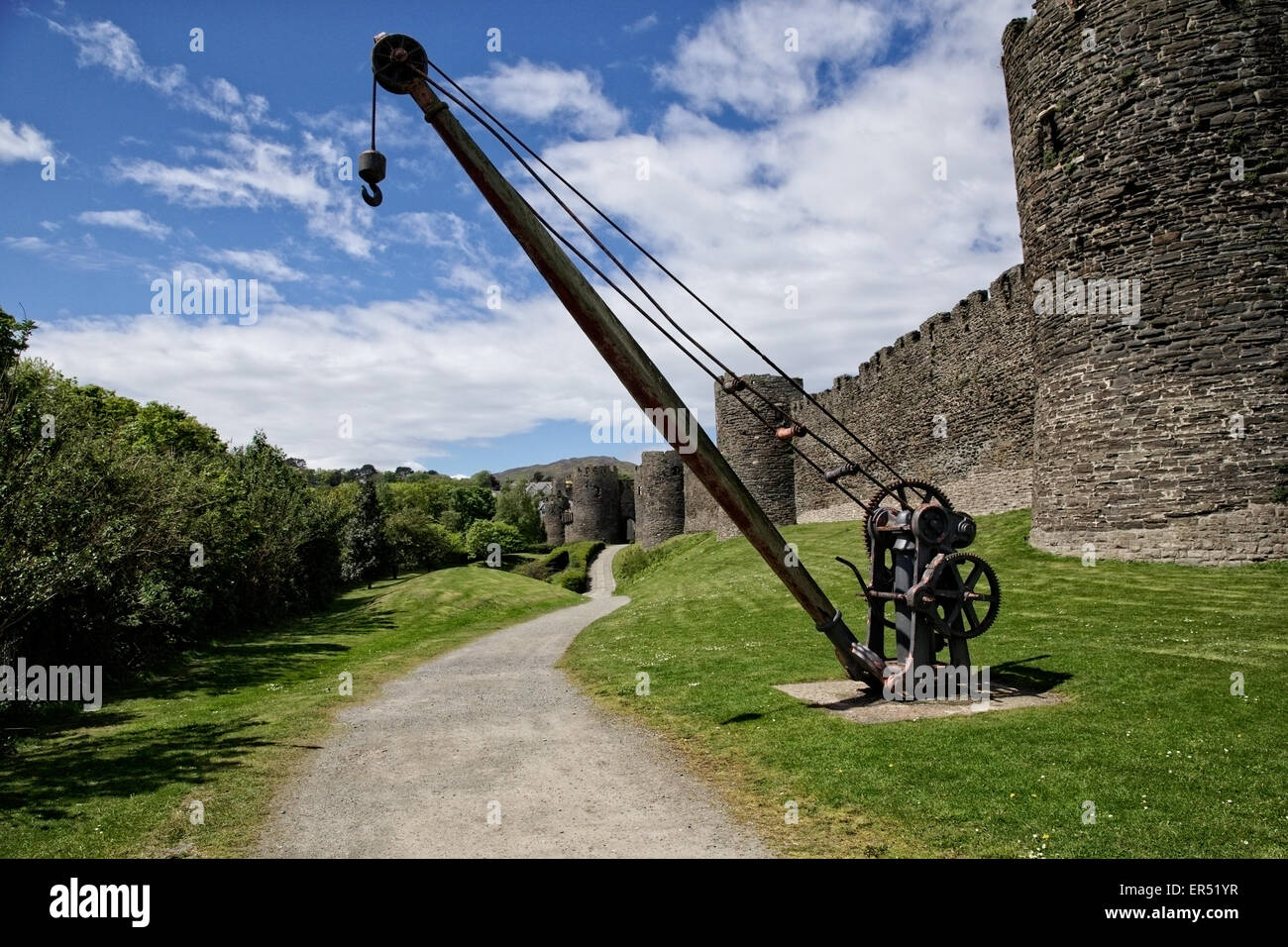 Below the southern walls of the medieval Conwy Castle / Castell Conwy ...
