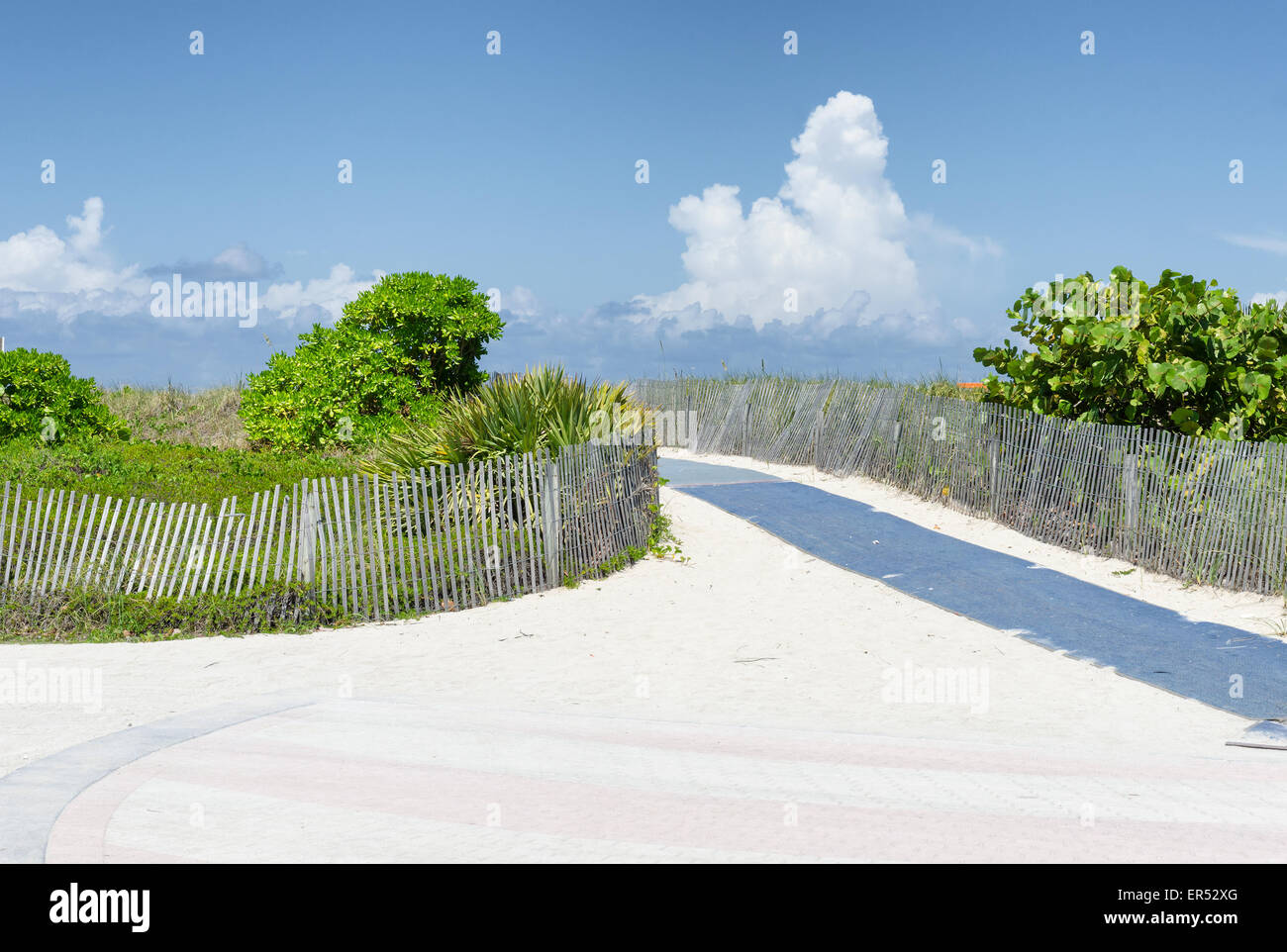 Miami beach, Florida. Path to the Atlantic Ocean Stock Photo - Alamy
