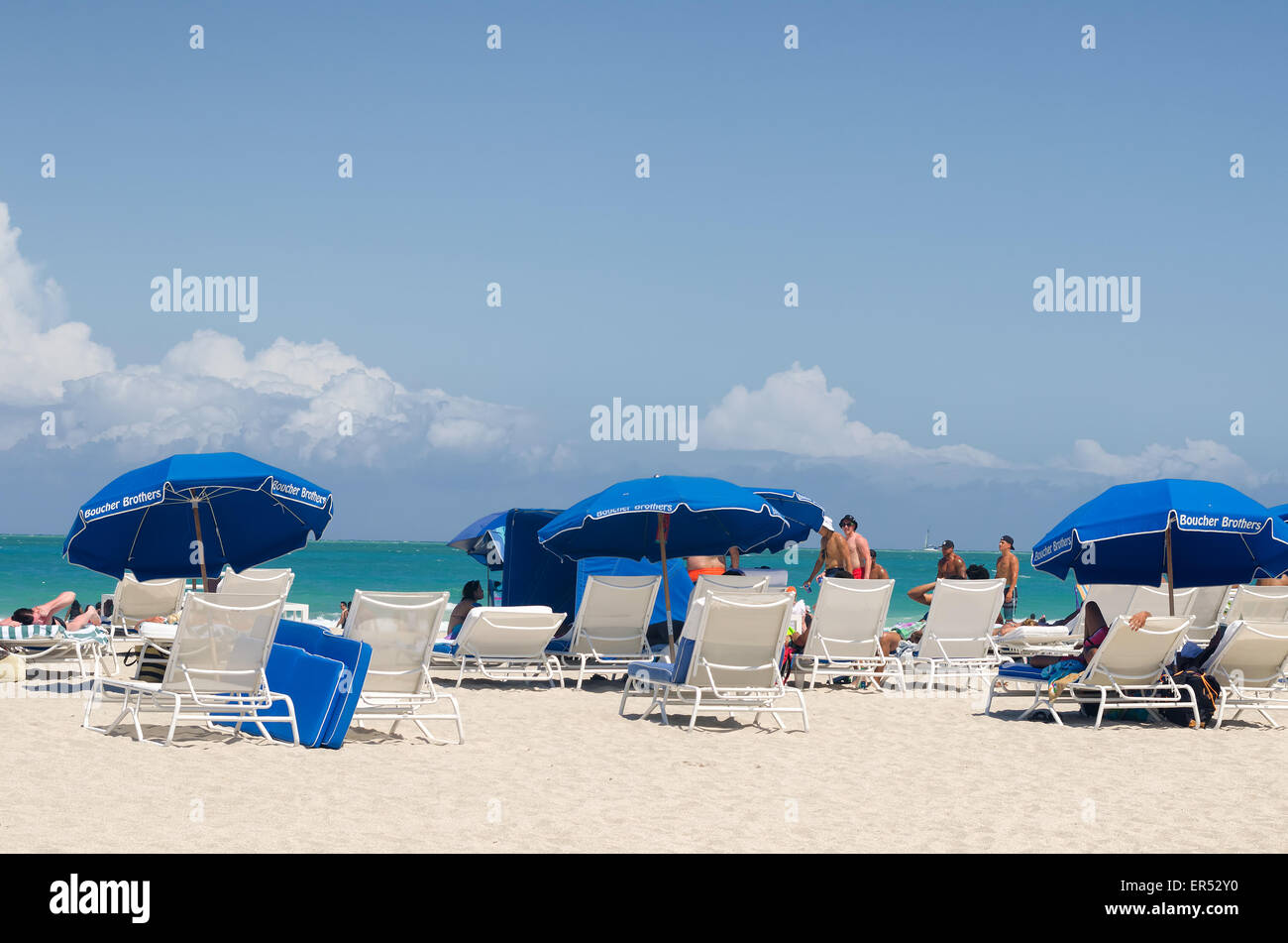 Miami beach, Florida people relaxing on a beach Stock Photo - Alamy